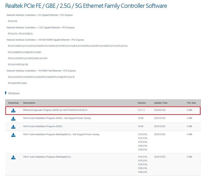 Realtek Ethernet Diagnostic Program バージョン 2.0.7.3 をインストールしてみました。 - 私のPC自作部屋