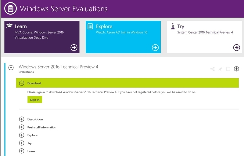Windows Server 2016 Tech Preview 4 がリリースされたとのメールがマイクロソフトから届きました。 - 私のPC自作部屋