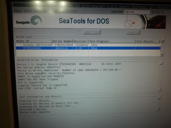 Seatools でHDDのローレベルフォーマットするも、惜しくも 99％ でフェイル。 - 私のPC自作部屋