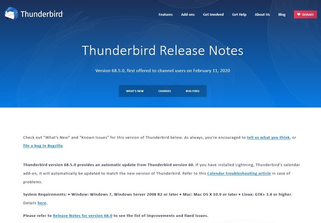 Thunderbird Version 68.5.0 がリリースされていました。 - 私のPC自作部屋