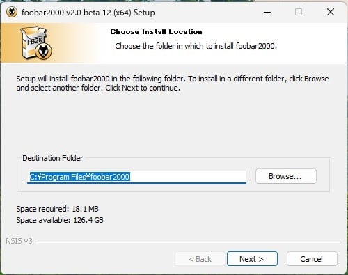 Windows11 バージョン 22H2 マシンに foobar2000 v2.0 beta 12 をインストールしてみました。 - 私のPC自作部屋