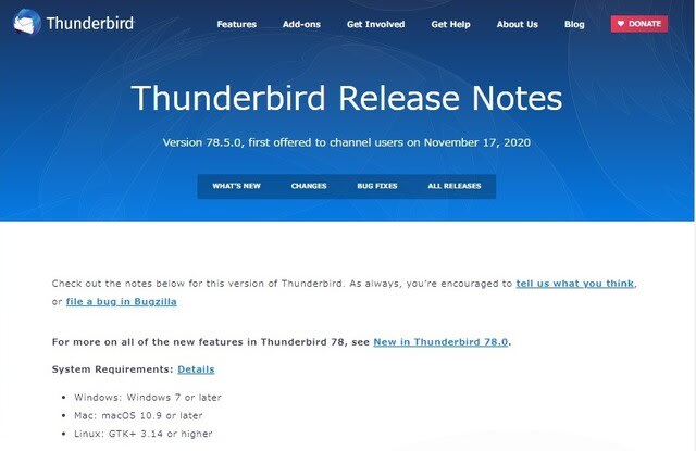 Thunderbird バージョン 78.5.0 がリリースされました。 - 私のPC自作部屋