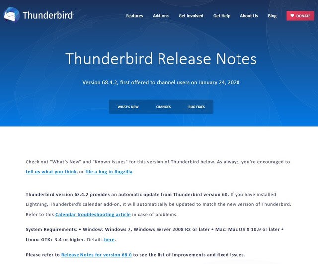 Thunderbird バージョン 68.4.2 がリリースされました。 - 私のPC自作部屋