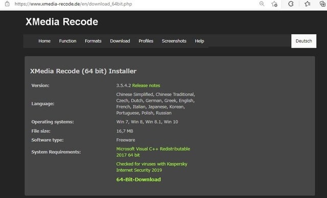 XMedia Recode 3.5.4.2 がリリースされました。 - 私のPC自作部屋