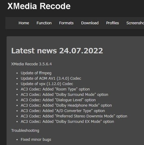 XMedia Recode 3.5.6.4 がリリースされました。 - 私のPC自作部屋