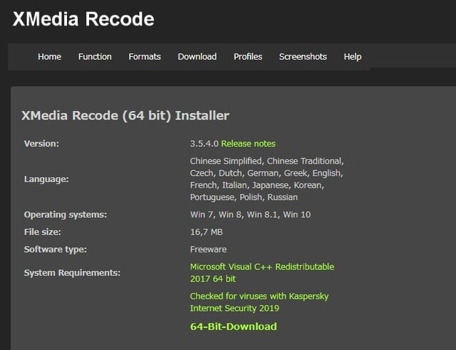 XMedia Recode 3.5.4.0 がリリースされました。 - 私のPC自作部屋