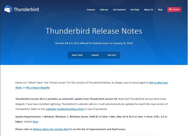 Thunderbird バージョン 68.4.1 がリリースされました。 - 私のPC自作部屋