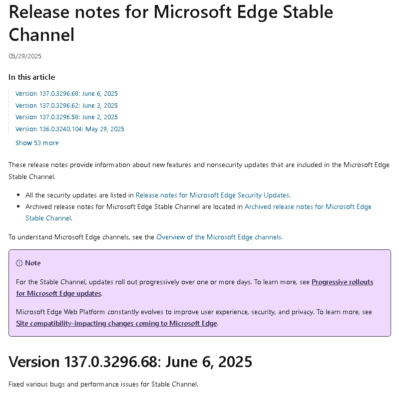 Microsoft Edge stable チャンネルに バージョン 137.0.3296.68 が降りてきました。 - 私のPC自作部屋
