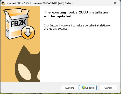 foobar2000 v 2.25.1 preview 2025-09-04 がリリースされました。 - 私のPC自作部屋