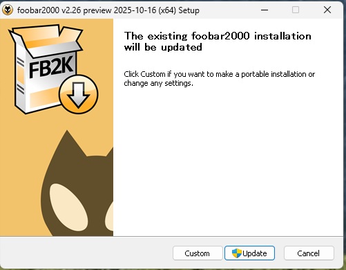foobar2000 v2.26 preview 2025-10-16 がリリースされました。 - 私のPC自作部屋