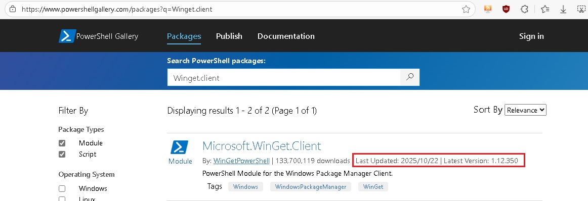 Microsoft.WinGet.Client バージョン 1.12.350 がリリースされました。 - 私のPC自作部屋