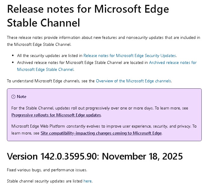 Microsoft Edge Stable 142.0.3595.90 がリリースされました。 - 私のPC自作部屋
