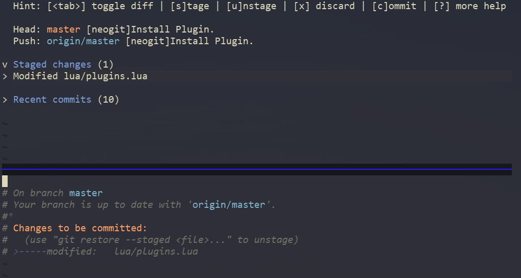 Neovimでのgit用プラグインneogit - たまにはvim