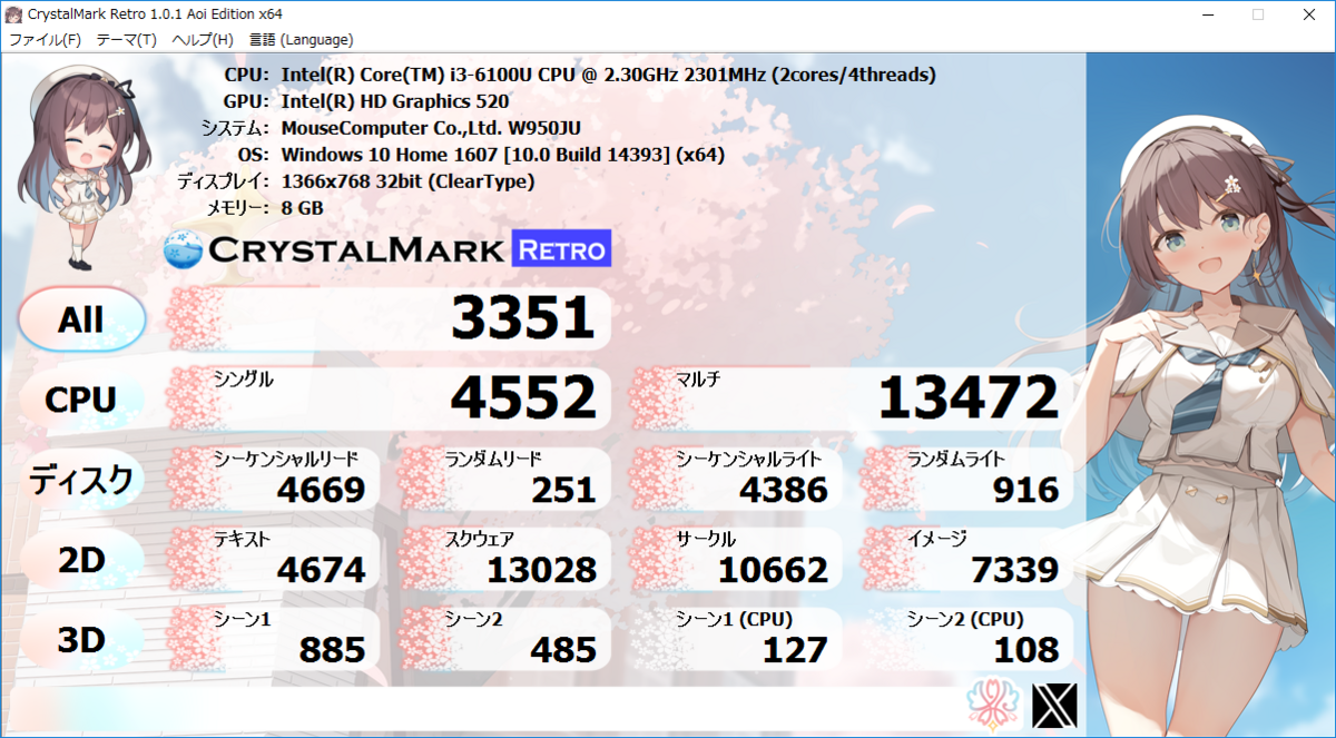 CrystalMark Retro使ってみた - Hone.のPC工房
