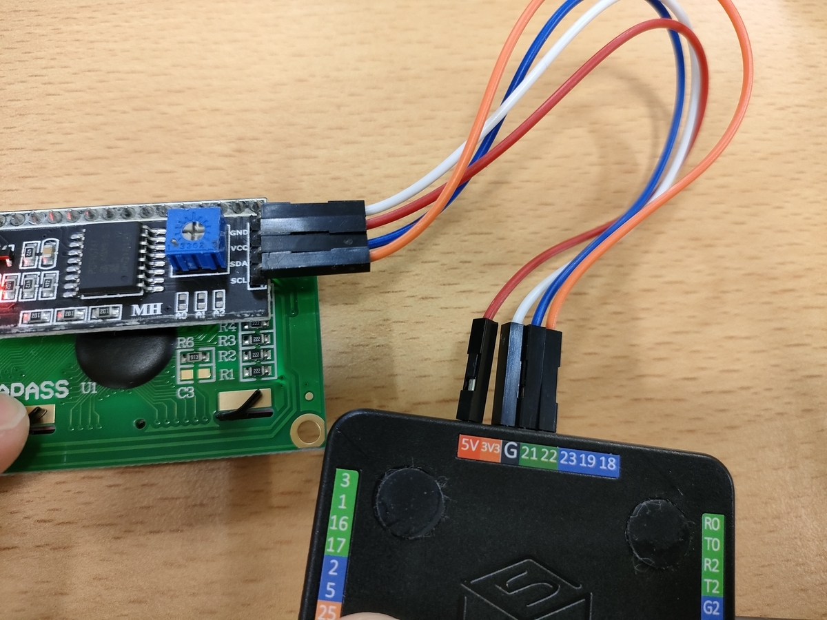【M5Stack】I2CでLCD(QAPASS 1602A)に文字表示 - カニ雑炊