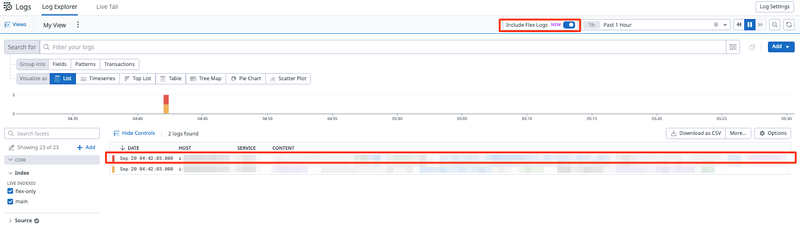 Datadog Flex logs GA - vague memory