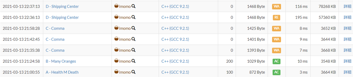 パナソニックプログラミングコンテスト(ABC195)に参加しました - imomoの勉強記録