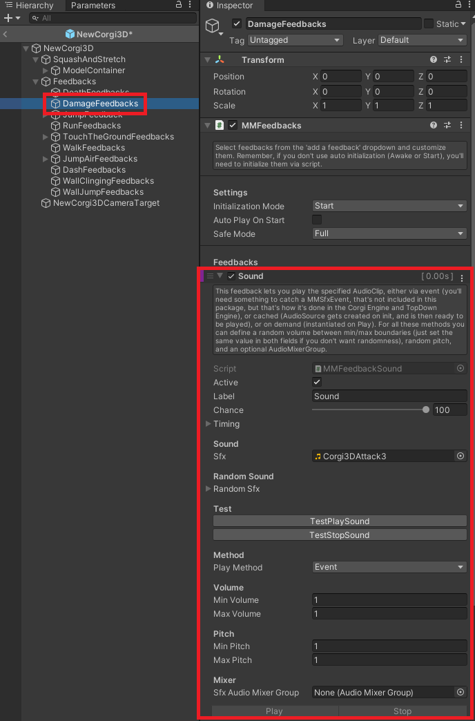 【Unity】【Corgi Engine】サウンドの設定(BGM / SE) - のぼるゲーム開発備忘録