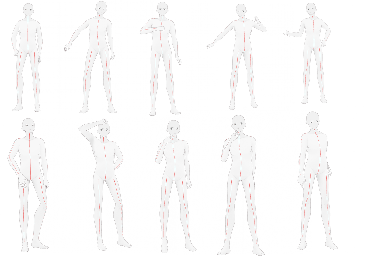 【トレス素材】男性立ち姿ポーズ集【お絵描き初心者向け】 Illust Pose