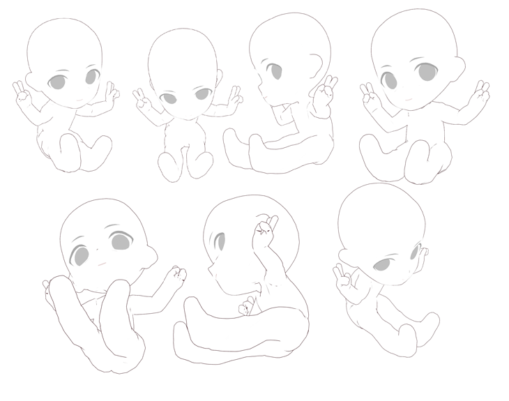 【トレス可】デフォルメキャラクターの座り姿ポーズ集 Illust Pose
