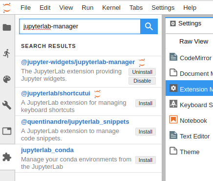 Jupyter Labの拡張機能（Extension）の導入 - ただし空気抵抗は無視しないものとする