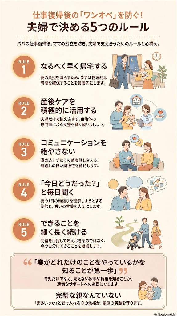 【パパ育休のその後】仕事復帰してわかった、妻の「ワンオペ」を防ぐための夫婦のルール - INFJパパブログ