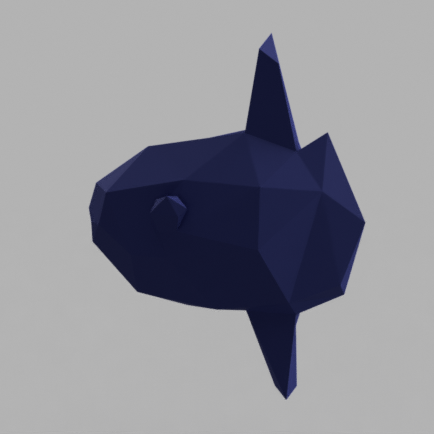 マンボウのローポリゴン調ペーパークラフト(無料型紙)low poly Sunfish paper craft template ...