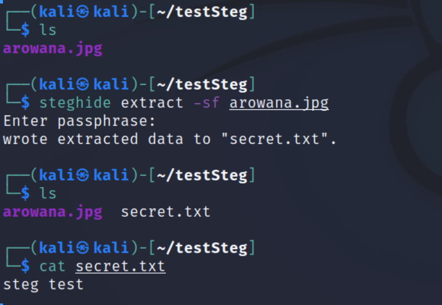 SteghideとStegseekを使ってみる - アロワナ飼いたい