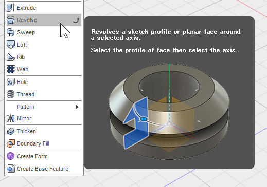 Fusion360 CREATE Revolve 使い方 - いそぷろのブログ
