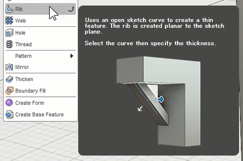 Fusion360 CREATE Rib 使い方 - いそぷろのブログ