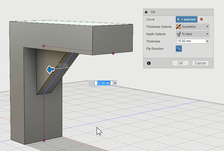 Fusion360 CREATE Rib 使い方 - いそぷろのブログ