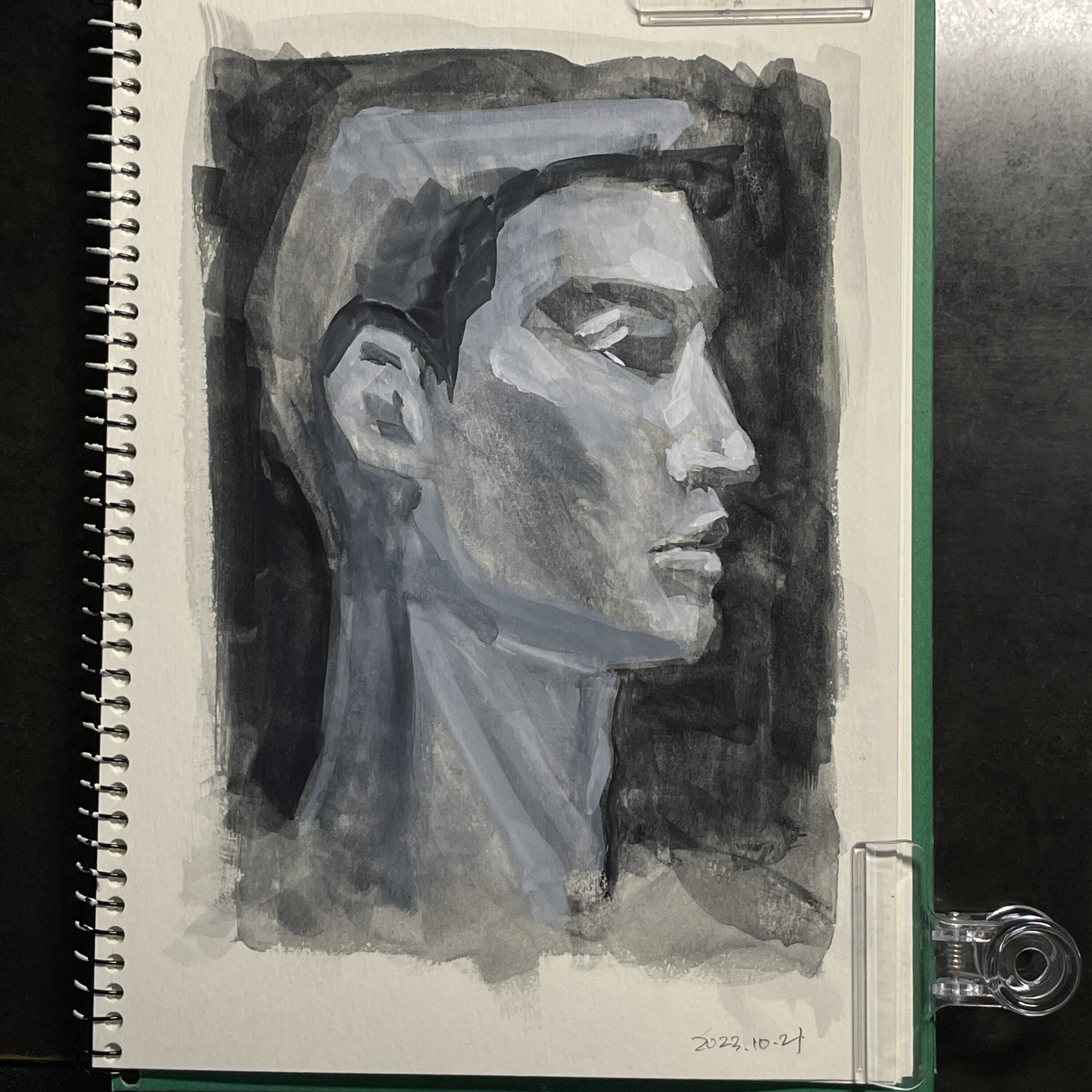 Domestica Davi Calil先生のガッシュ人物画 ポスターカラー3色で描く - 桃蝶画房