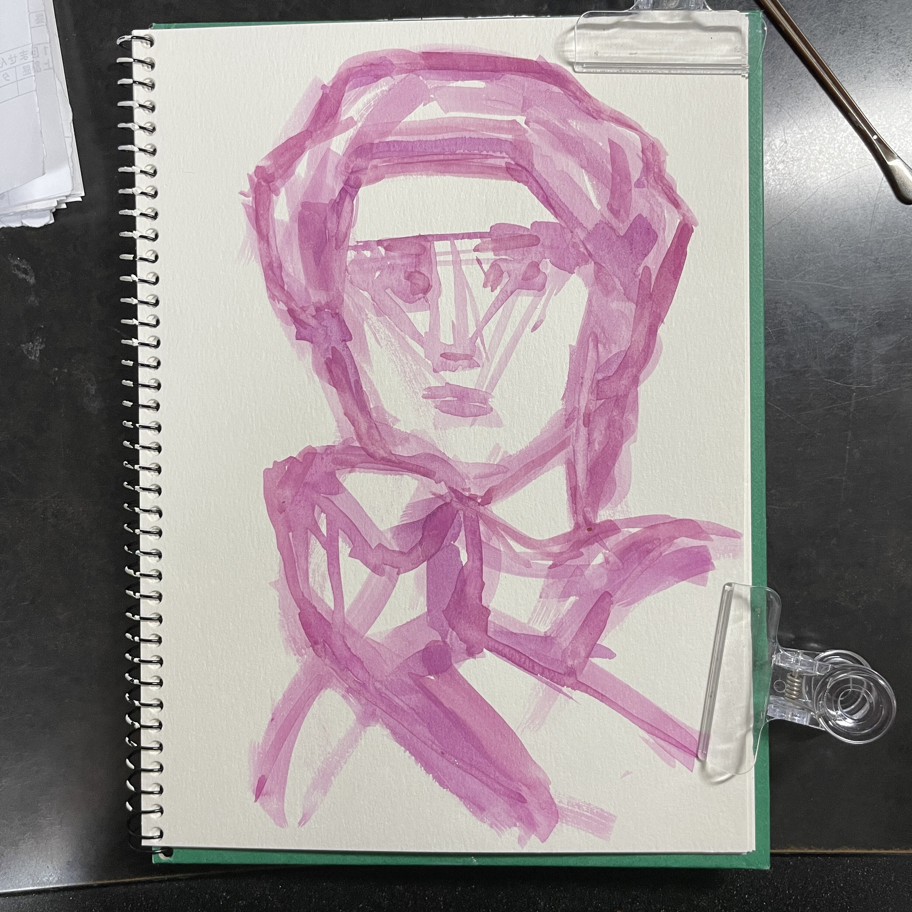 Domestica Davi Calil先生のガッシュ人物画 ポスターカラー3色で描く - 桃蝶画房