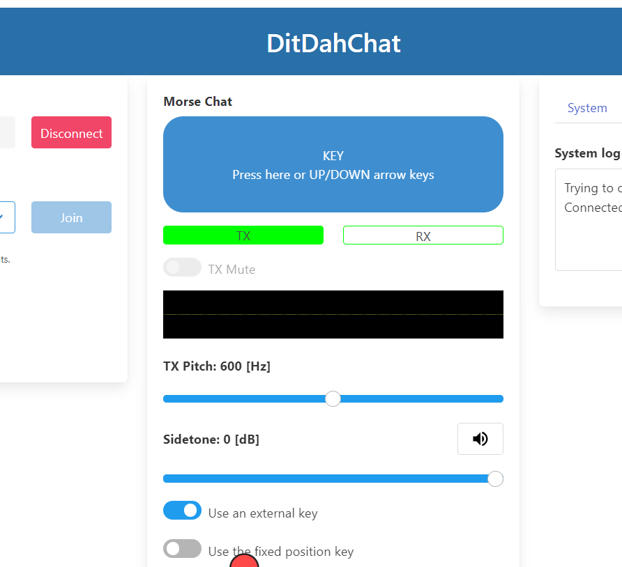 DitDahChat電鍵インターフェイス（シリアル接続） - アマチュア無線局 JF0RRH
