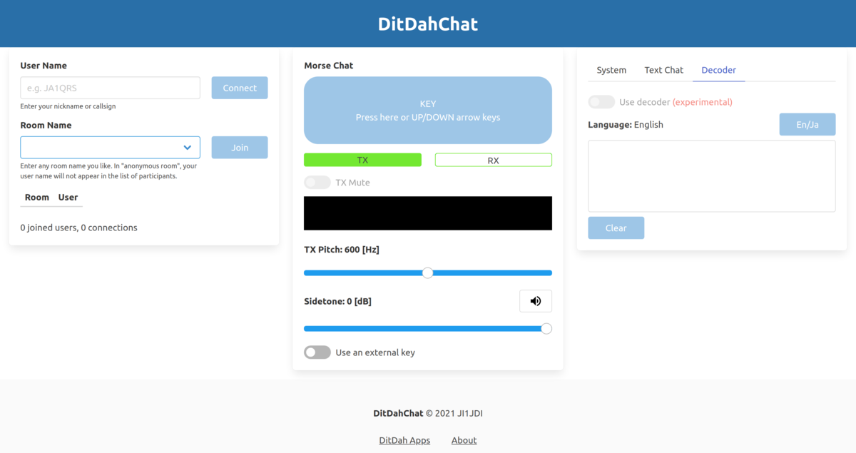 電波文化祭（1）「インターネットでモールス通信 - DitDahChat」 - モールス練習帖