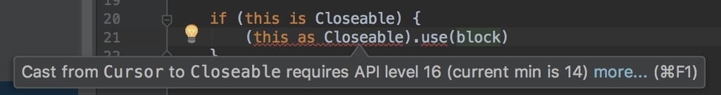 Kotlinの拡張関数を使って、Cursor#use すると ClassCastException で落ちる - おでーぶでおでーぶ