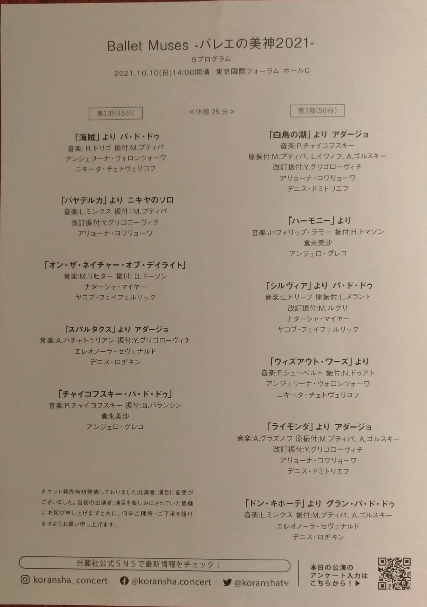 2021/10/10 Ballet Muse -バレエの美神2021- Bプログラム 感想 - 18