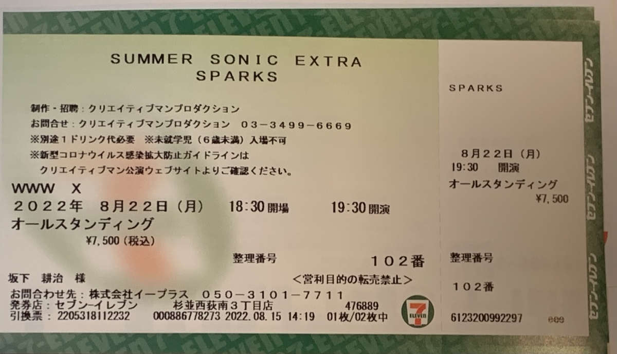 SPARKS @ Shibuya WWWX 2022 - さかしたBLOG