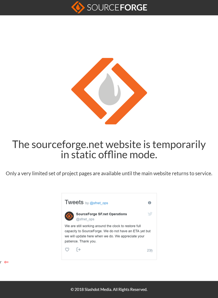SourceForgeが落ちてる(追記有) - 記憶は人なり
