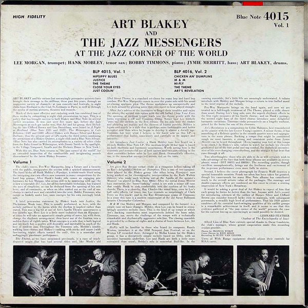 「Art Blakey and The Jazz Messengers - At The Jazz Corner Of The World Vol. 1 (Blue Note) 1959 ...