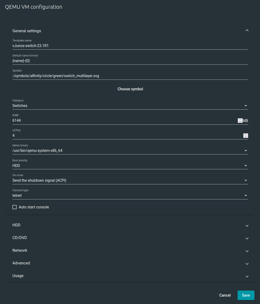 Juniper vJunos-switchをKVM + GNS3で動かす - kakkotetsu はてなブログ