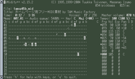 TiMidity++のncursesインターフェースと日本語タイトルの文字化けについて - 試験運用中なLinux備忘録・旧記事