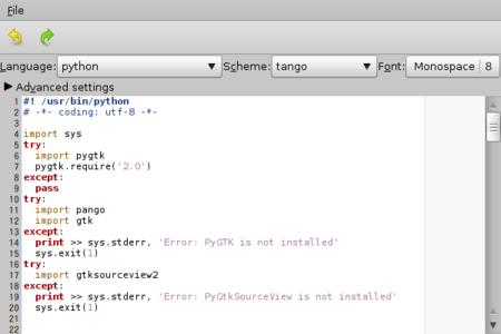 GtkSourceViewのビューとバッファに関する色々な設定に関して(例) - 試験運用中なLinux備忘録・旧記事