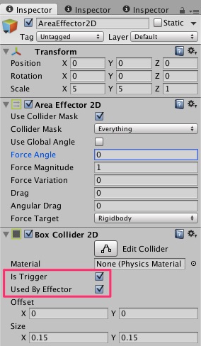 風やバリアを表現できるAreaEffector2Dの使い方やパラメータ【Unity】【Effector2D】 - (:3[kanのメモ帳]