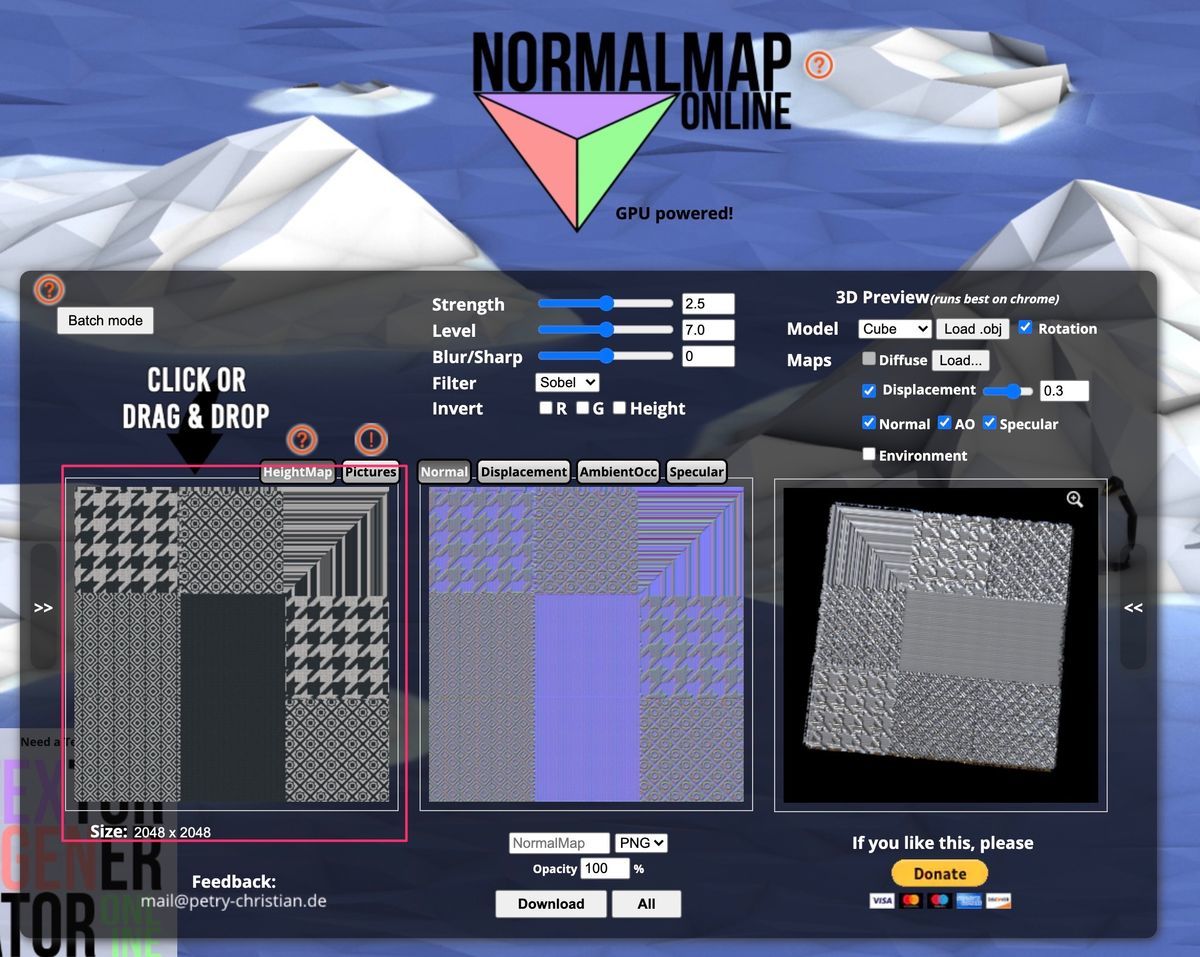 ノーマルマップ(法線マップ)を自動で簡単に作成出来るNormalMap Online【便利サービス】【Unity】 - (:3[kanのメモ帳]