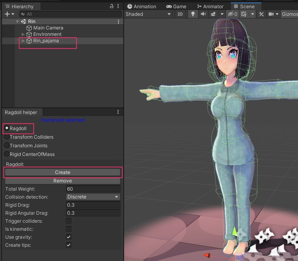 ラグドール(Ragdoll)でキャラクターをグニャグニャにする【Unity】 - (:3[kanのメモ帳]