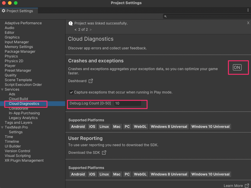 エラーやクラッシュを記録し、バグ特定の手助けになるUnity公式の無料サービス Unity Cloud Diagnostics【Unity】【Unity Services】 - (:3[kan ...