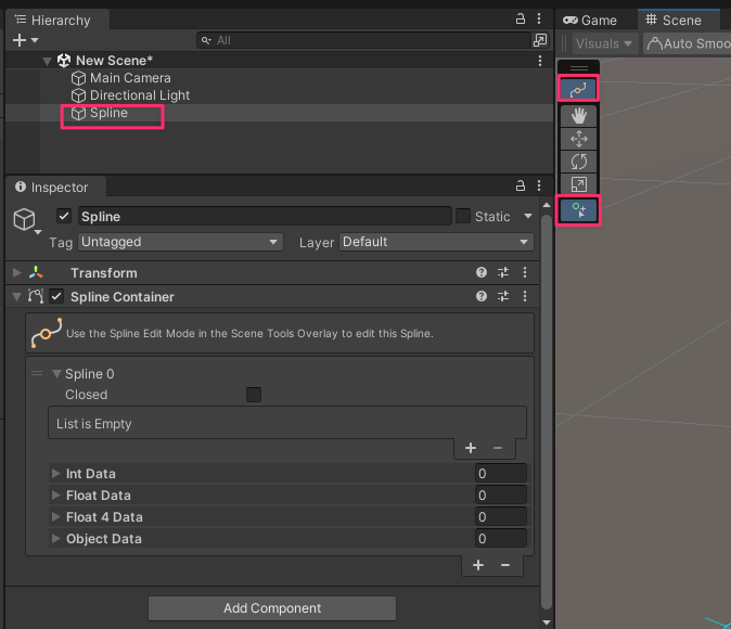 Unityのシーン上で簡単になめらかな曲線を作れるSplines(スプライン)の導入と基本的な使い方 【Unity】【Splines ...