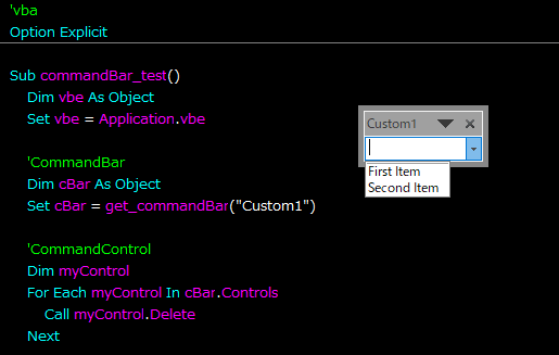 VBE.CommandBars - C#ATIA
